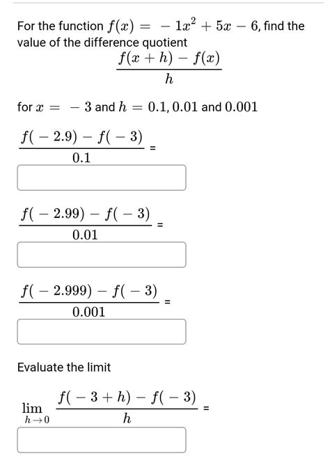 for the function f x −1x2 5x−6 find the value of