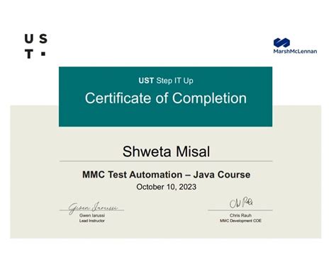 Shweta Misal On Linkedin Marshmclennan Testautomation Java Selenium Certification