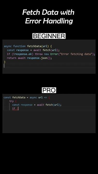 Beginner😅 Vs Pro😎 Fetch With Errorjavascript Programming Coding Shorts Trending Youtube