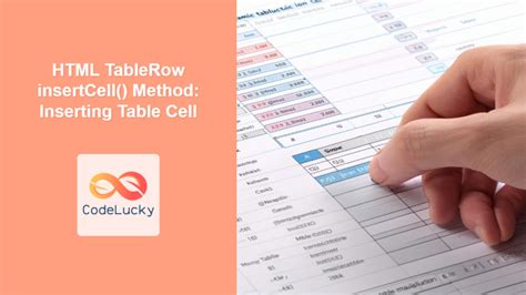HTML DOM TableRow Object Accessing Table Row Elements CodeLucky