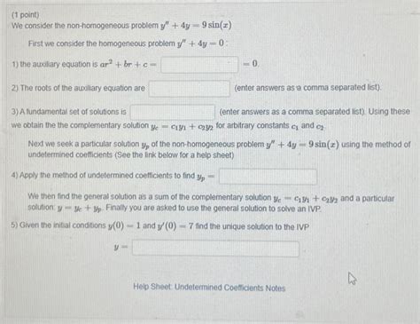 Solved 1 Point We Consider The Non Homogeneous Problem