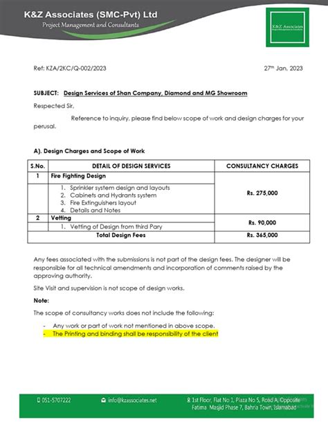 Quotation Design Works Fire Fighting Pdf