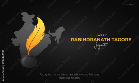 Happy Rabindranath Tagore Jayanti Banner And Greetings Birthday Of