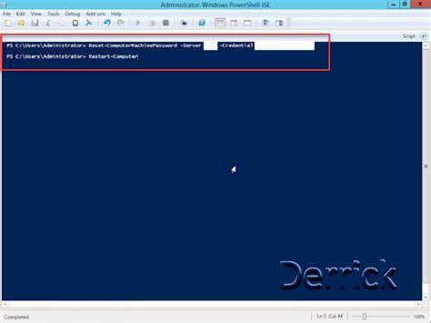 德瑞克：sql Server 學習筆記 Powershell ：the Trust Relationship Between This Workstation And The
