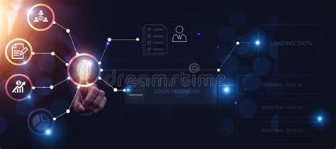 Businessman Finger Scan For Unlock Password For Security Information