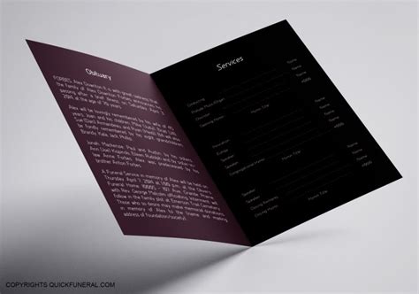 Non Religious Funeral Program Template QuickFuneral LLC
