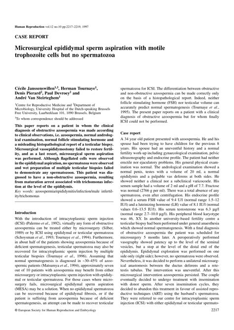 Pdf Microsurgical Epididymal Sperm Aspiration With Motile Trophozoite