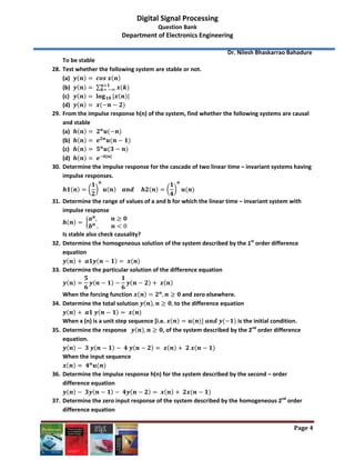 Question Bank Digital Signal Processing PDF Physics Science