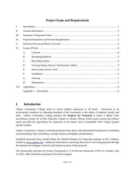 Professional Project Scope Examples Templates