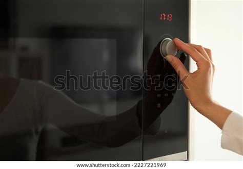 Woman Using Microwave Home Stock Photo Shutterstock