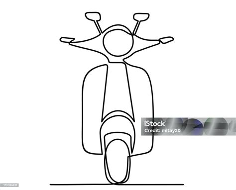 스쿠터 모터 자전거 오토바이 정면 오토바이의 연속 선 그리기 거리에 대한 스톡 벡터 아트 및 기타 이미지 거리 귀여운