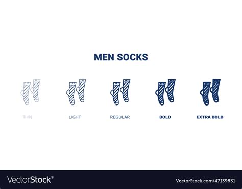 Men Socks Icon Thin Light Regular Bold Black Vector Image