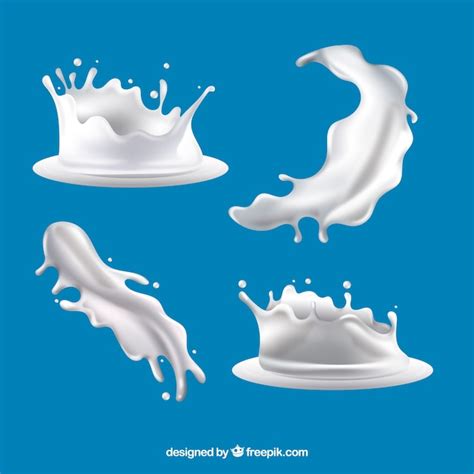 현실적인 우유 밝아진 세트 무료 벡터