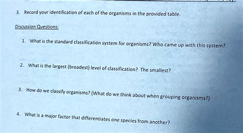 Solved Record Your Identification Of Each Of The Organisms In The