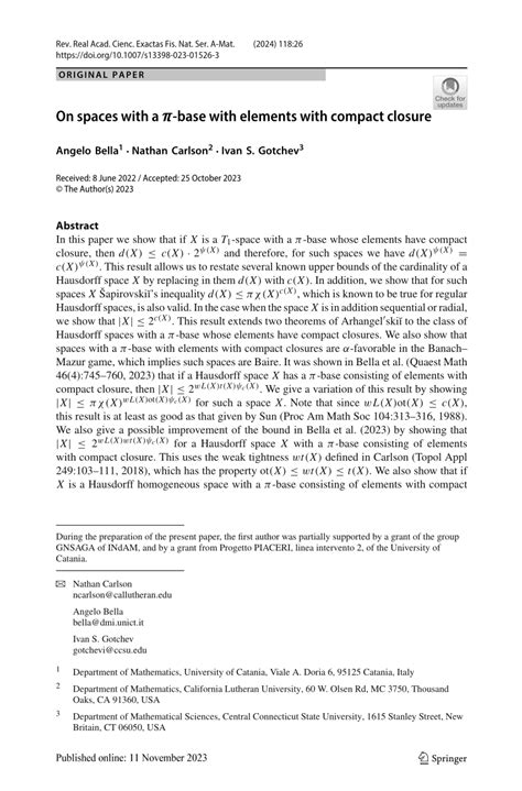 Pdf On Spaces With A Pi Base With Elements With Compact Closure