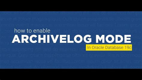 Archive Modehow To Enable Archive Mode Modeoracle Database