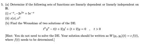 solved 5 a determine if the following sets of functions