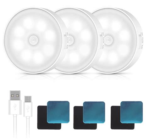 3x Lampka LED Lampki Zestaw Lampek Schodowe Z Czujnik Ruchu Nocna Do