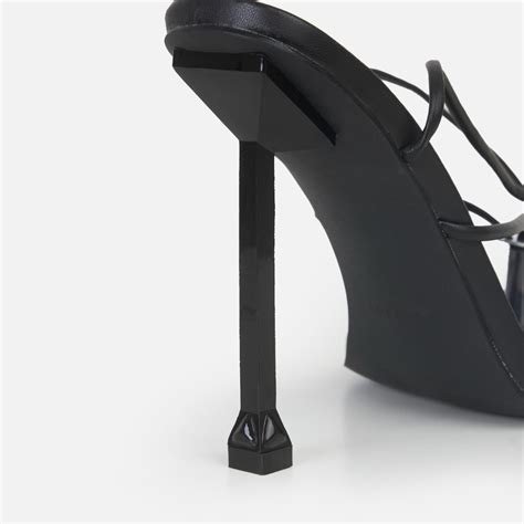 Sarai Black Toe Thong Lace Up Heels Simmi London