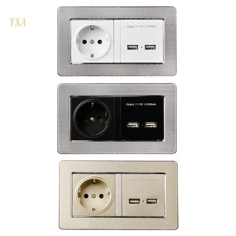 Yxa ซ็อกเก็ตไฟมาตรฐาน Eu พร้อมพอร์ตชาร์จ Usb คู่ เอาท์พุต 5v 21a