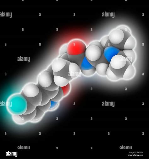 Sunitinib Molecular Model Of The Drug Sunitinib C22 H27 F N4 O2 A Receptor Tyrosine Kinase