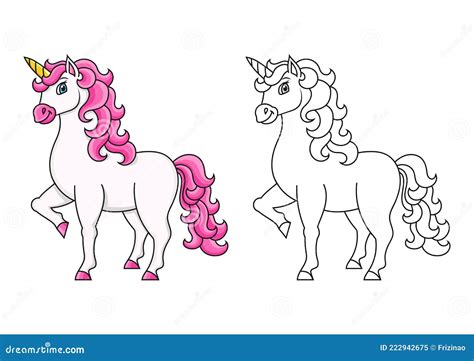 Unicornio Lindo Caballo Mágico Página Del Libro De Colorear Para