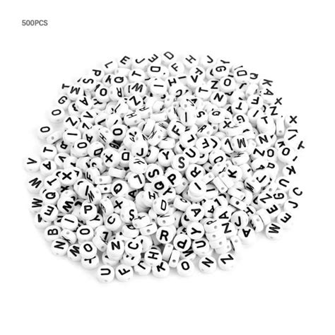 Perles De L Alphabet Perles Alphabet Rondes 500Pcs Perles Avec Des