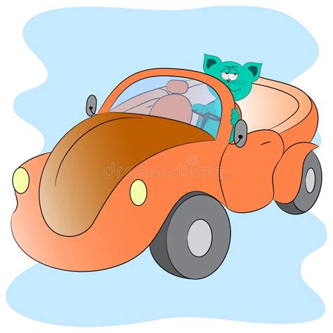 Cat In The Car Cartoon Stock Vector Illustration Of Cheerful 109809502