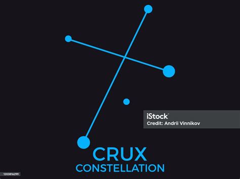 크룩스 별자리 밤 하늘에 별입니다 별과 은하의 클러스터 검은 색 배경에 파란색의 별자리입니다 벡터 일러스트레이션 남쪽에 대한