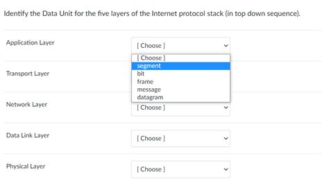Solved Identify The Data Unit For The Five Layers Of Th