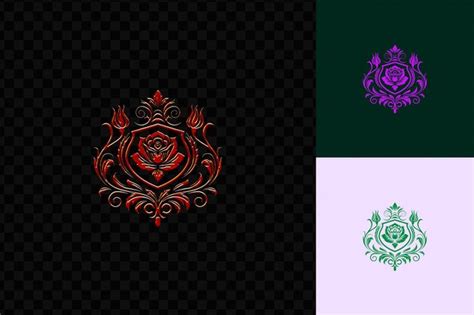 Psd Elegant Rose Crest Logo With Decorative Leaves And Scrollwor Simple