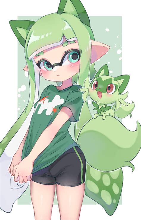 Inkling Inkling Girl And Sprigatito Pokemon And 4 More Drawn By