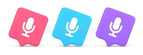 Microphone Voice Sound Recording Broadcasting Button Web App Media Communication 3d Speech