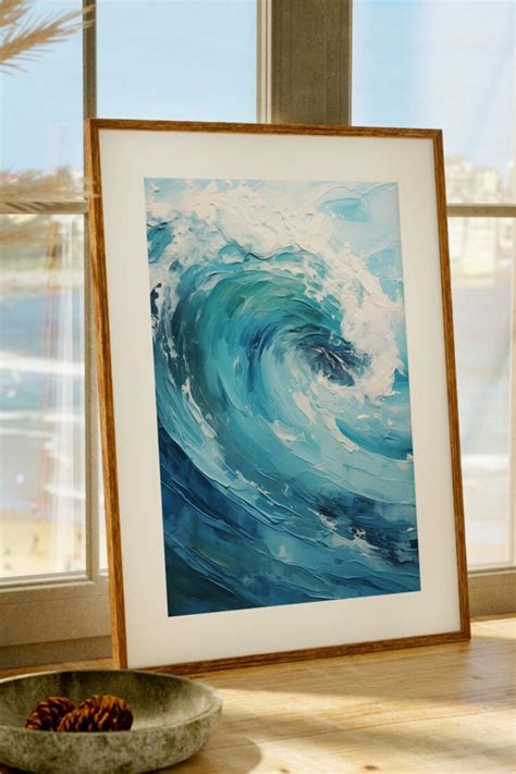 Blue Abstract Ocean Wall Art Nautical Wall Decor Coastal Art Print