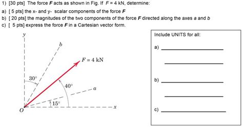 Solved 1 [30 Pts] The Force F Acts As Shown In Fig If F