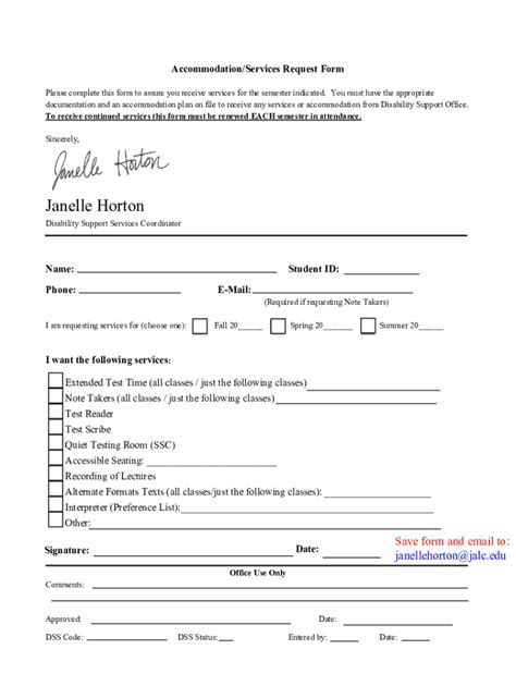 Fillable Online Accommodation Services Request Form Fax Email Print