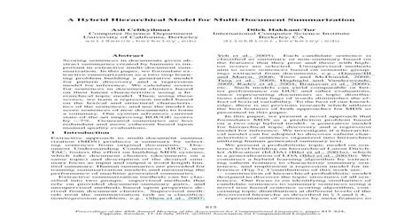 a hybrid hierarchical model for multi document summarization [pdf