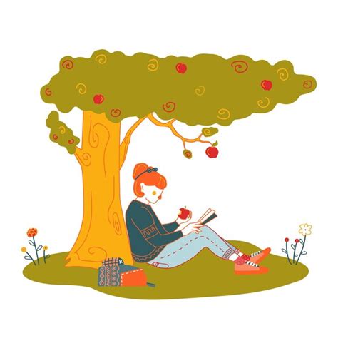 Menina Lendo Livro No Parque Vetor Premium