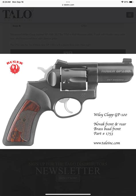 Gp 100 Wiley Clapp Talo Value Ruger Forum