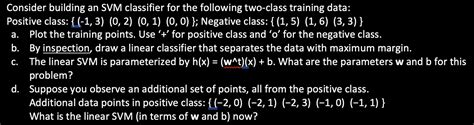 Solved Consider Building An Svm Classifier For The Following