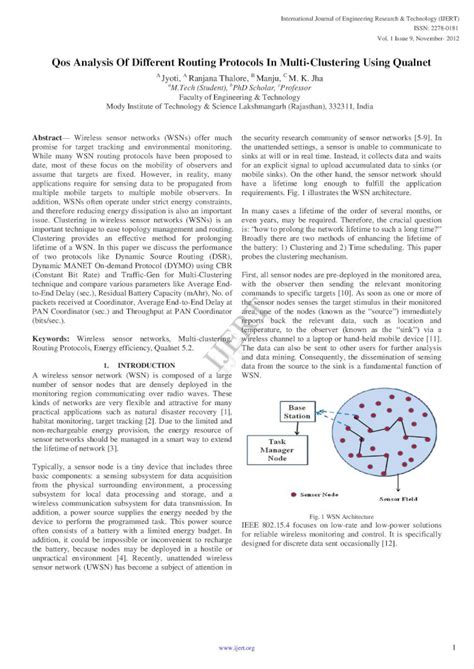 pdf qos analysis of different routing protocols in multi