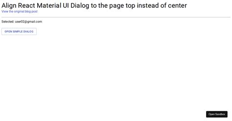 React Material Dialog Position Codesandbox