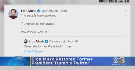 Former President Donald Trumps Twitter Account Reinstated Elon Musk