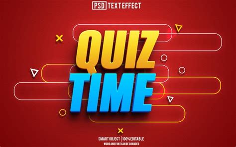 Premium Psd Quiz Time Text Effect Font Editable Typography 3d Text