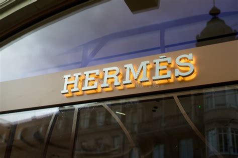 Closeup Of Hermes Logo On The Luxury Store Front In The Street