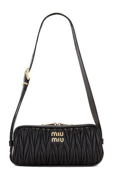 Miu Miu Matelasse Camera Handbag In Black Fwrd