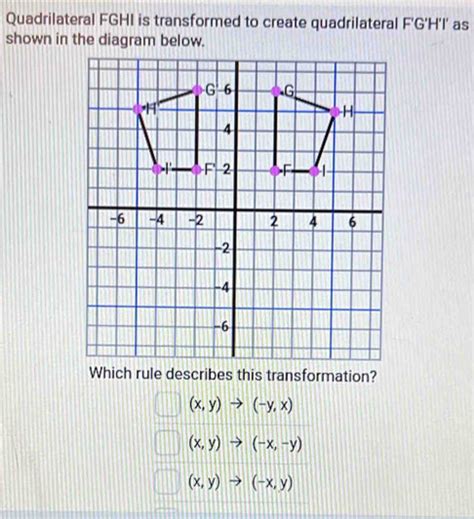 Solved Quadrilateral Fghi Is Transformed To Create Quadrilateral F G H