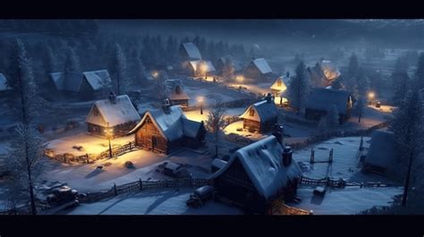 Premium Ai Image A Snowy Town Illustration