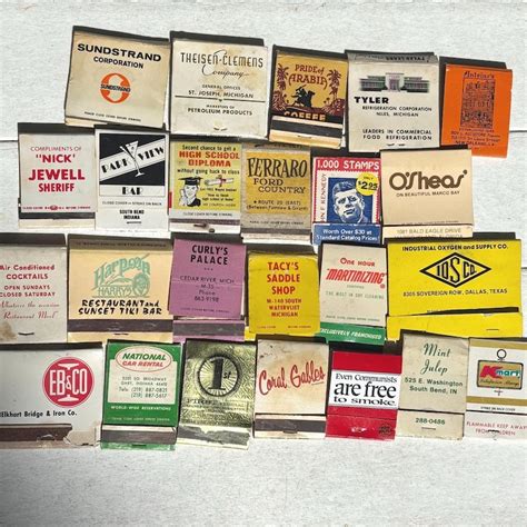 Vintage Matchbook Collection 25 Rare Collectible Covers Etsy