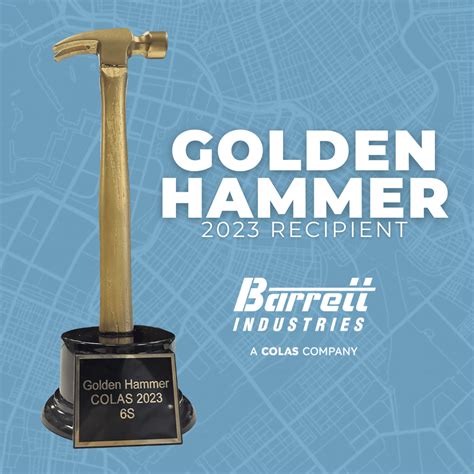 Barrett Awarded The Colas Usa Golden Hammer Barrett Industries